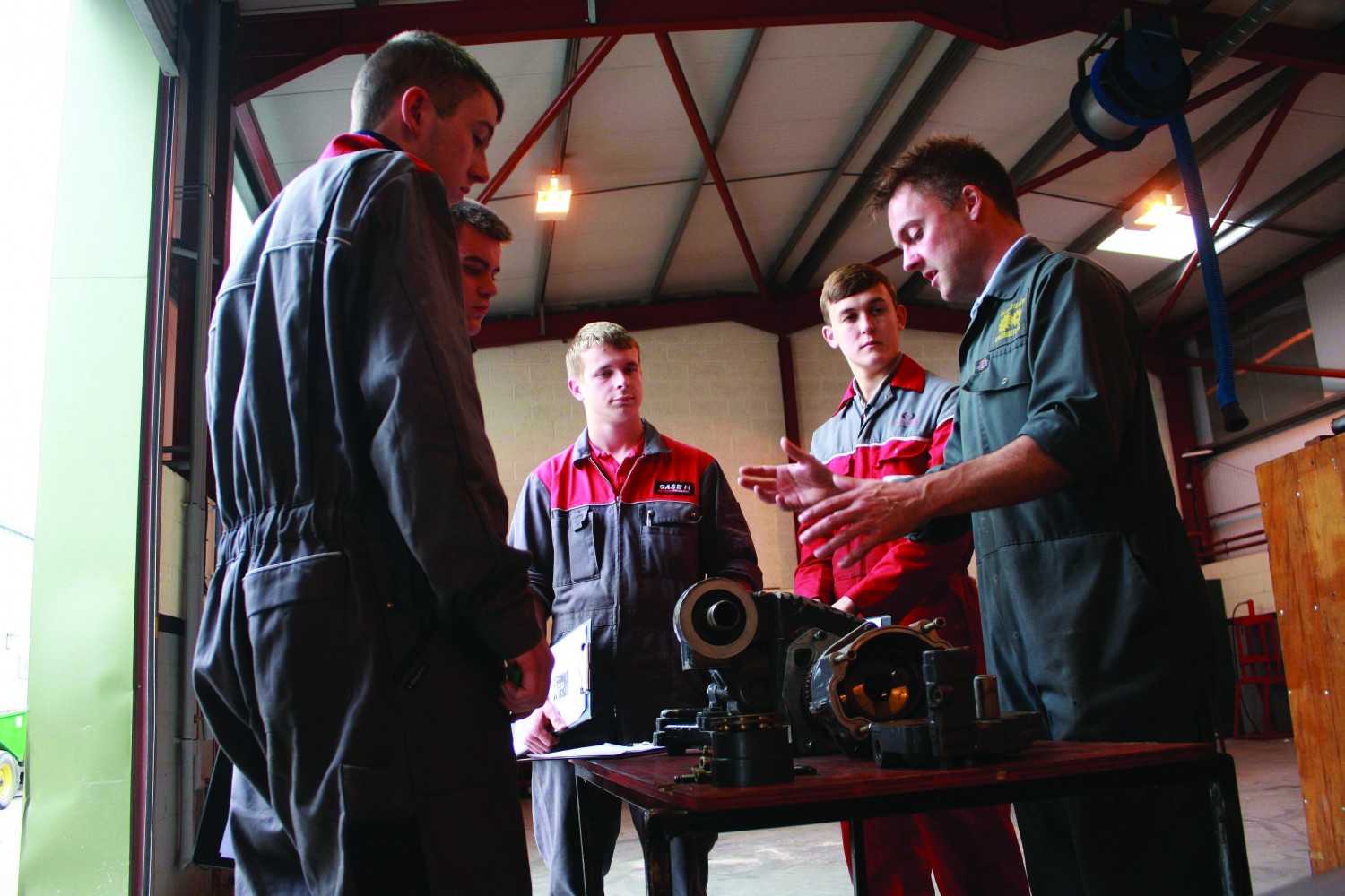 Ag eng - students with model tractor - Reaseheath College