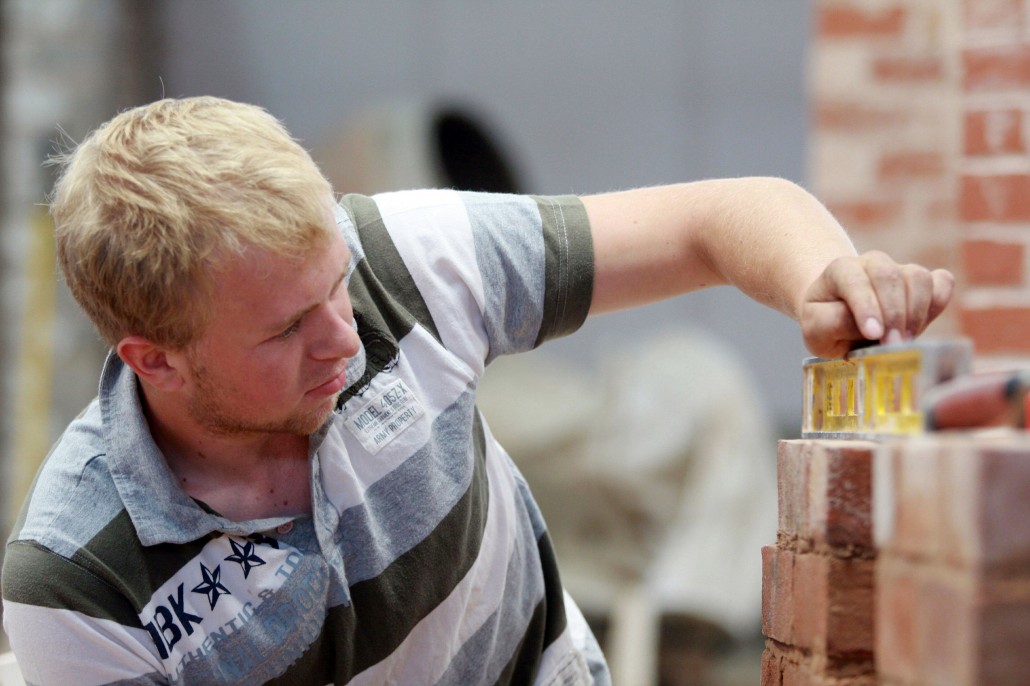Construction - student building brick wall - Reaseheath College