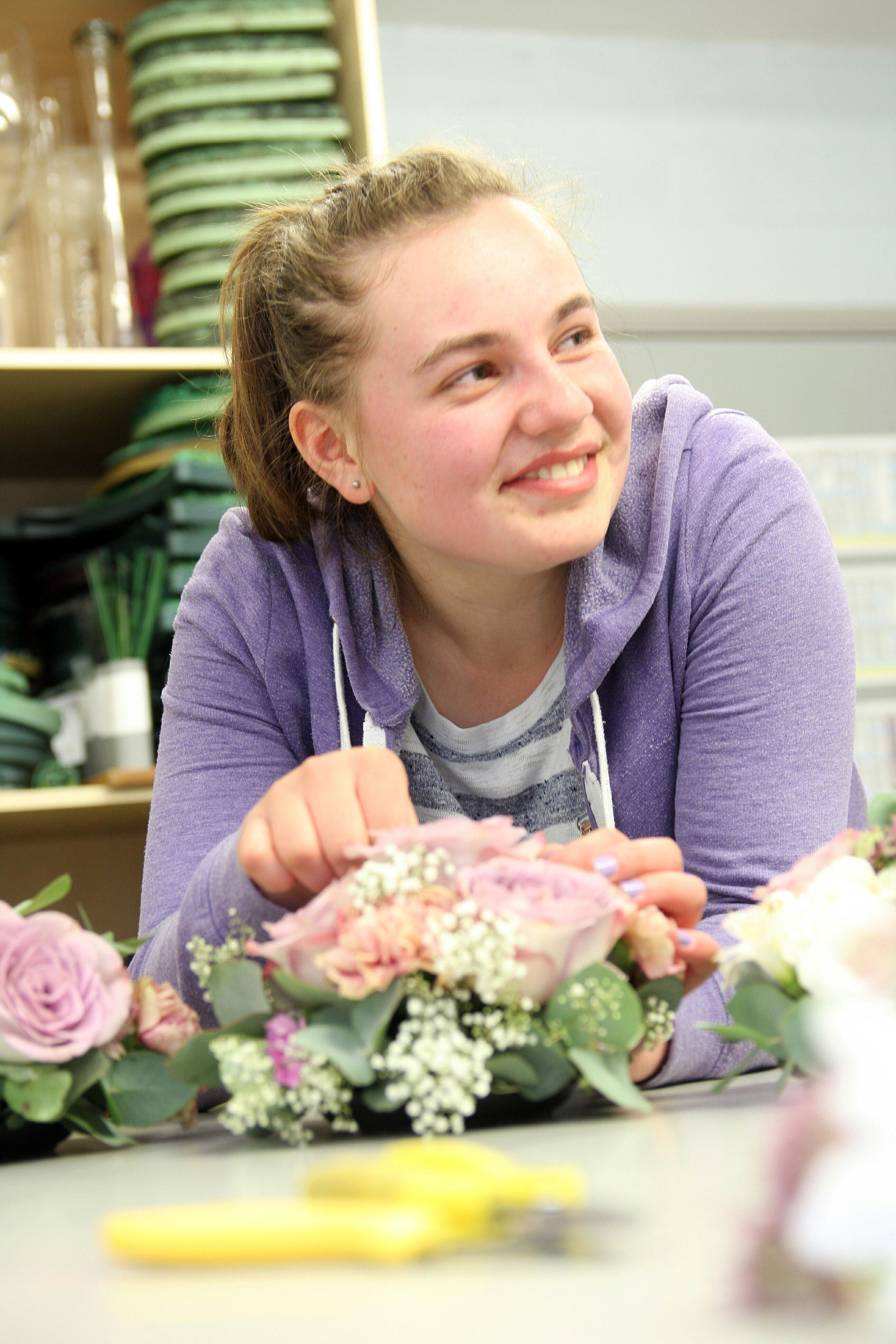 Foundation floristry student - Reaseheath College