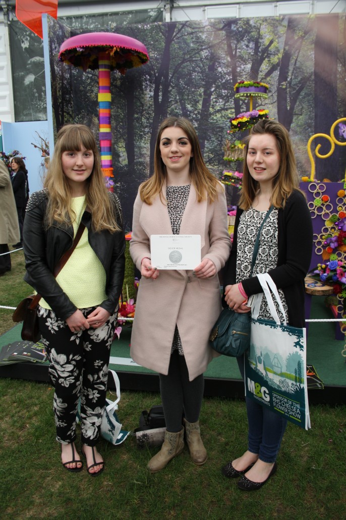 Emily Wiseman, Anna Eite and Zoe Sillito with silver medal - Reaseheath College