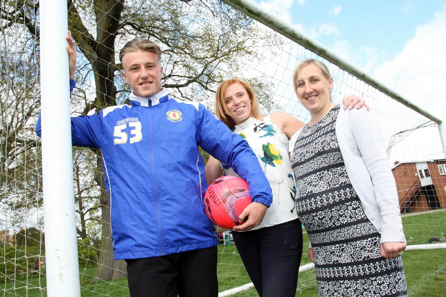 George Cooper with lecturers Louise Finney and Lauren Goff - Reaseheath College