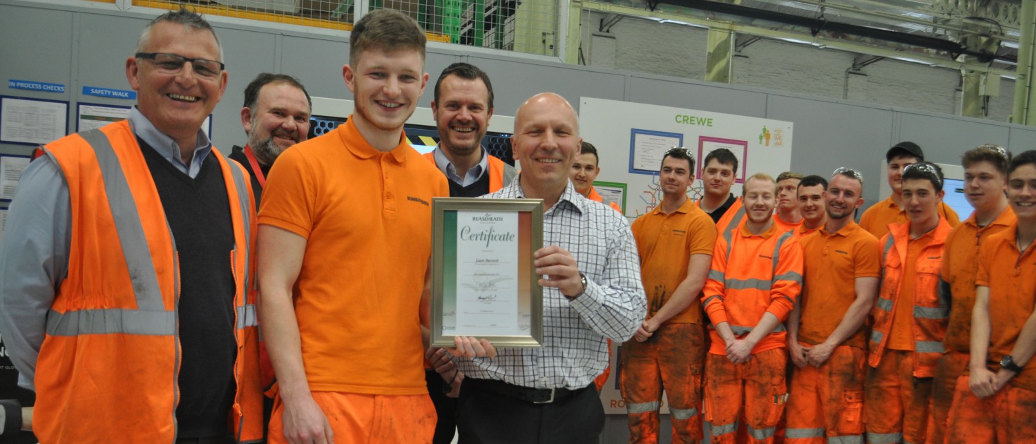 Best Engineering apprentice Liam Barnett at Bombardier CROP - Reaseheath College