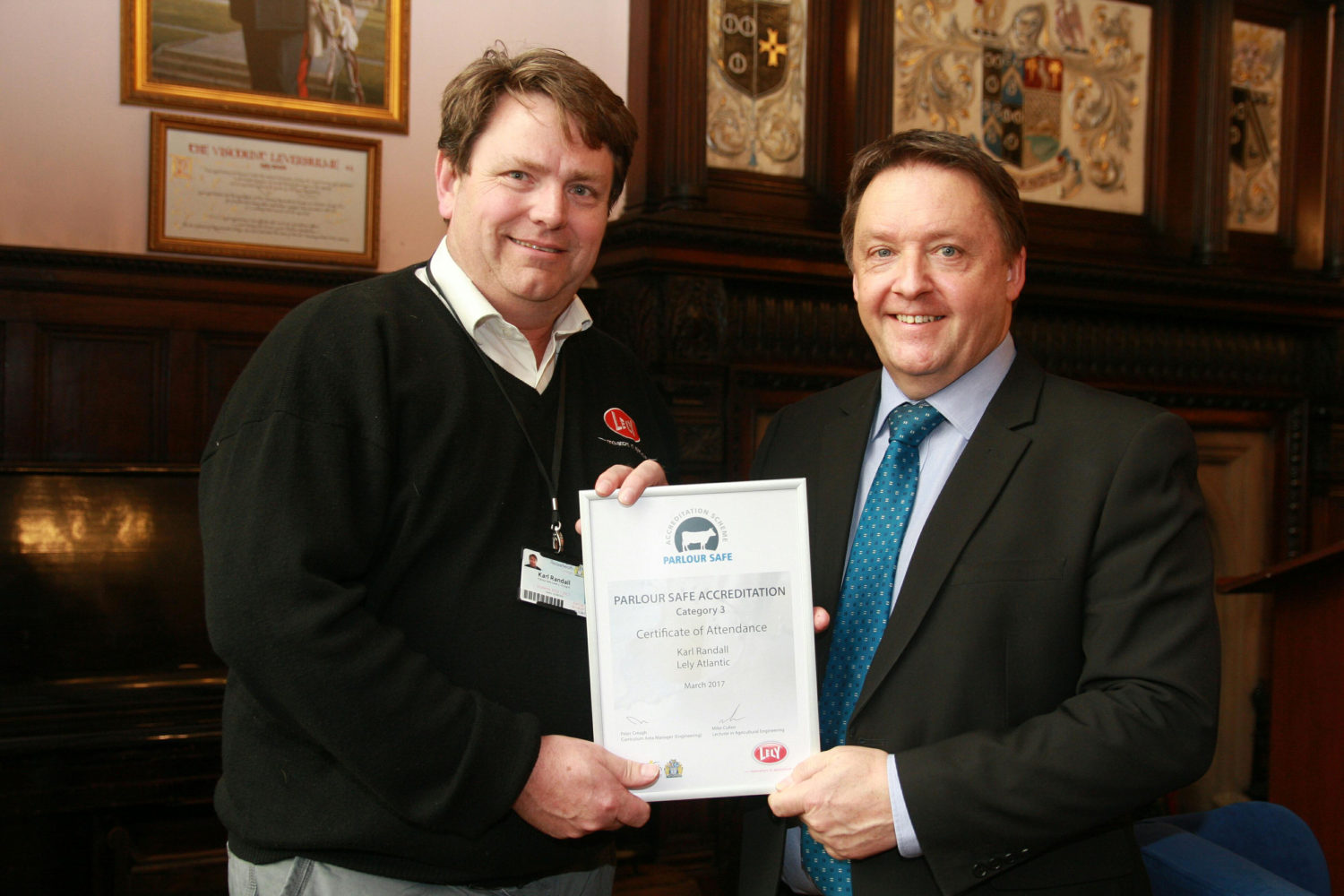 Karl Randall (Lely) with Dave Kynaston Vice Principal - Reaseheath College