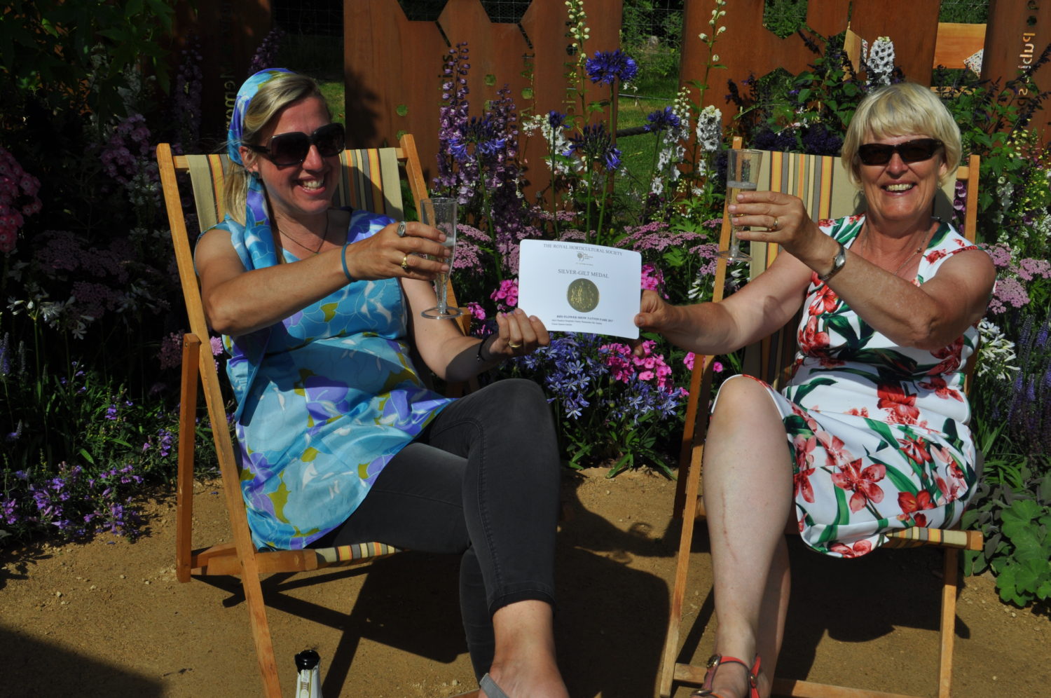 Jane Bingham and Penny Hearn celebrate their silver gilt medal ...