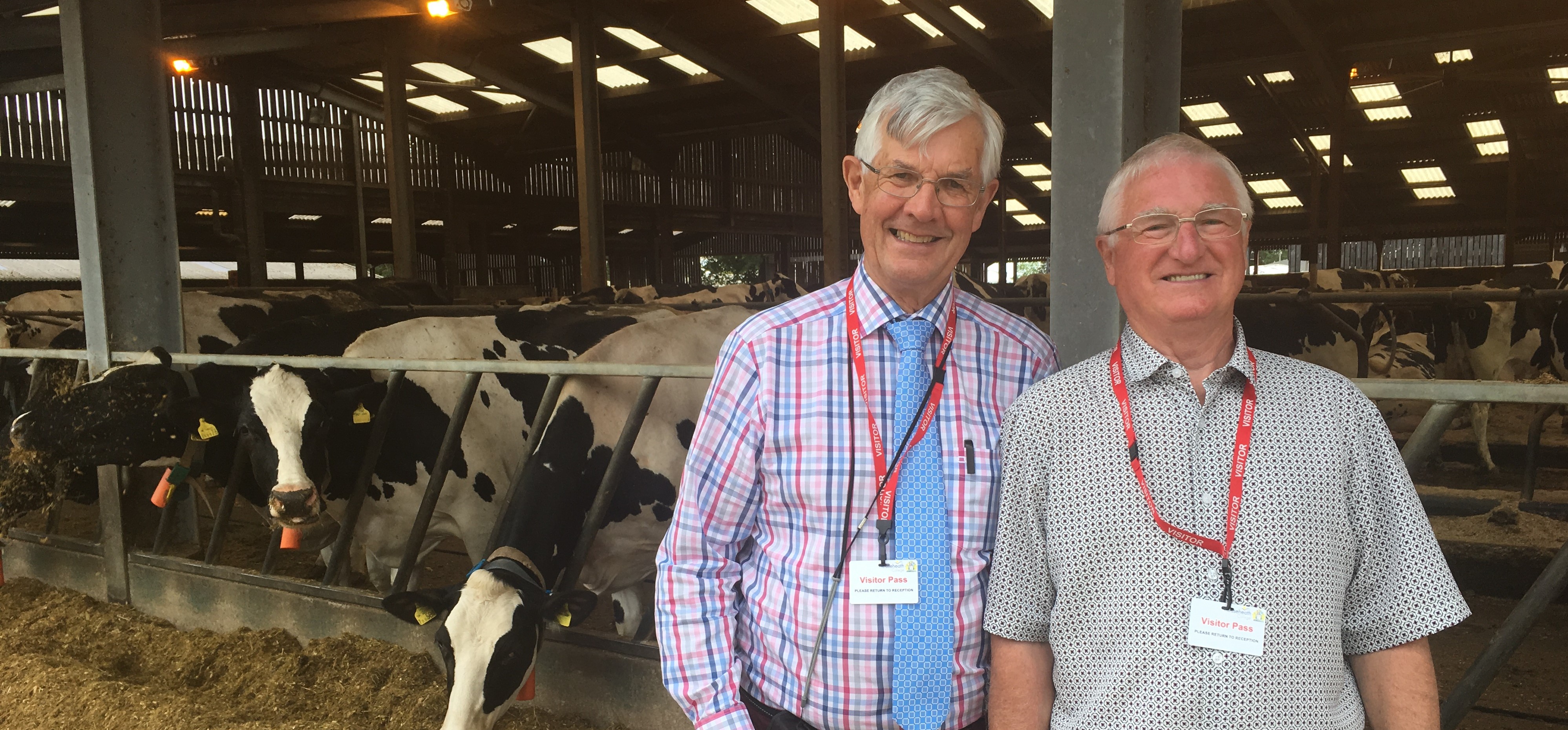 Alan and Peter with the diary herd - Reaseheath College