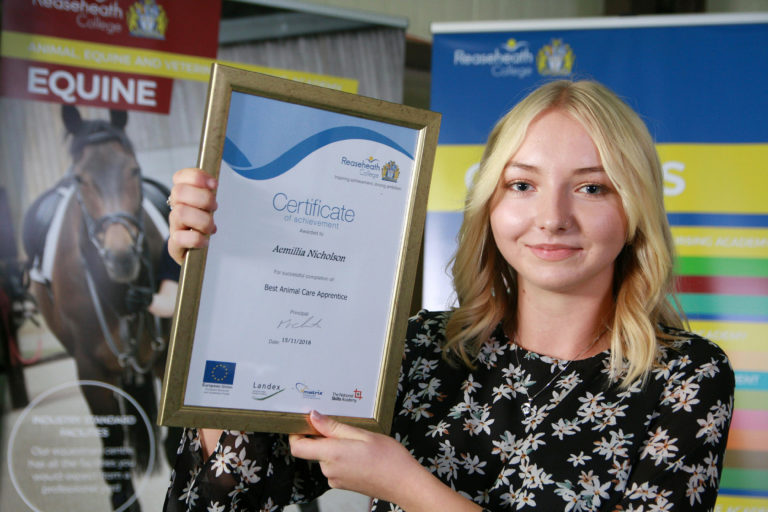 Best animal care apprentice Aemillia Nicholson - Reaseheath College