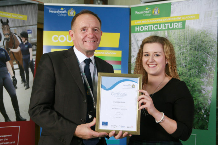 Best butchery apprentice Lucy Rowlinson with assessor Gary Evans - Reaseheath College
