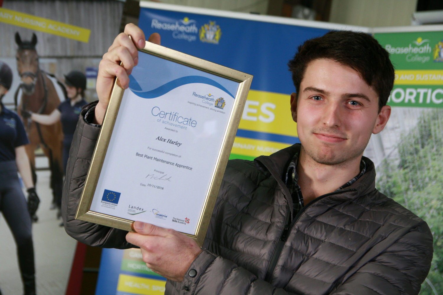 Best plant maintenance apprentice Alex Harley - Reaseheath College
