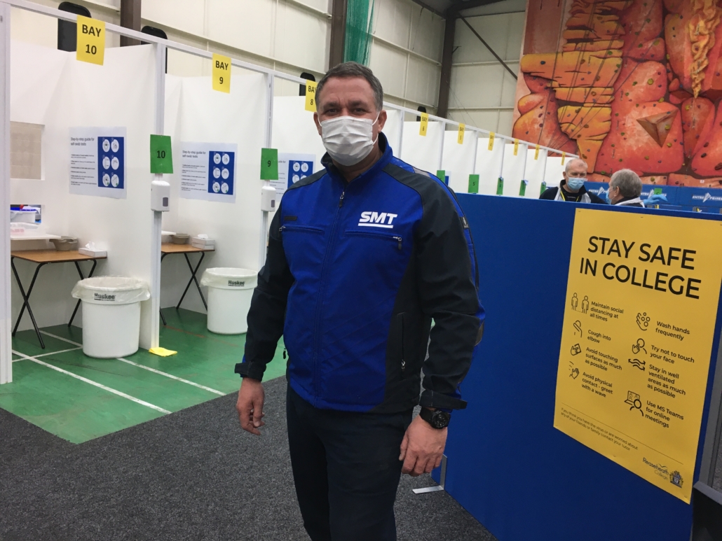 Mark Palethorpe prepares to take his test - Reaseheath College
