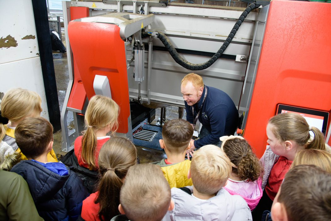 Wrenbury pupils robotic milking parlour with Ed Parrish, Farm Manager - Reaseheath College