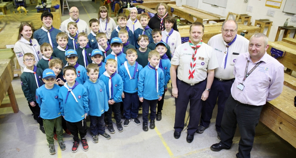 Scout group with Dave Brough, Duncan Batty, Dave Gould - Reaseheath College