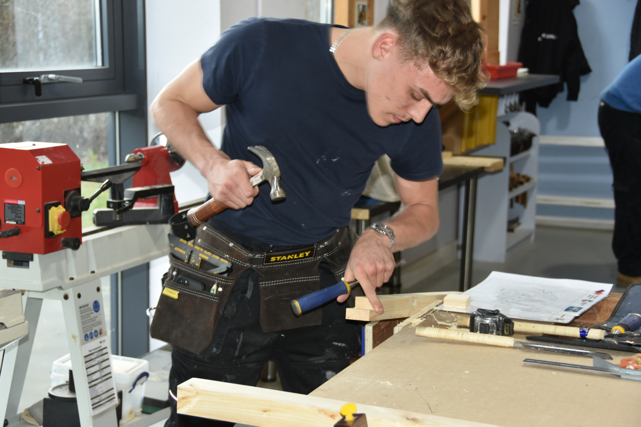 William Fildes, Level 3 Site Joiner competing at construction Cheshire Skills Competition ...