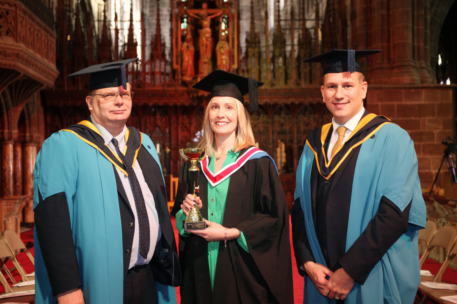 Dean's Award winner Selina Royle with Principal Marcus Clinton and Dean of HE Peter Greenall ...