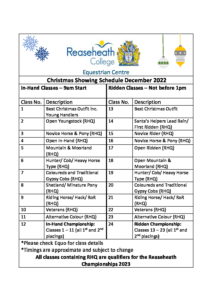 Dec'22 Showing Schedule - Reaseheath College