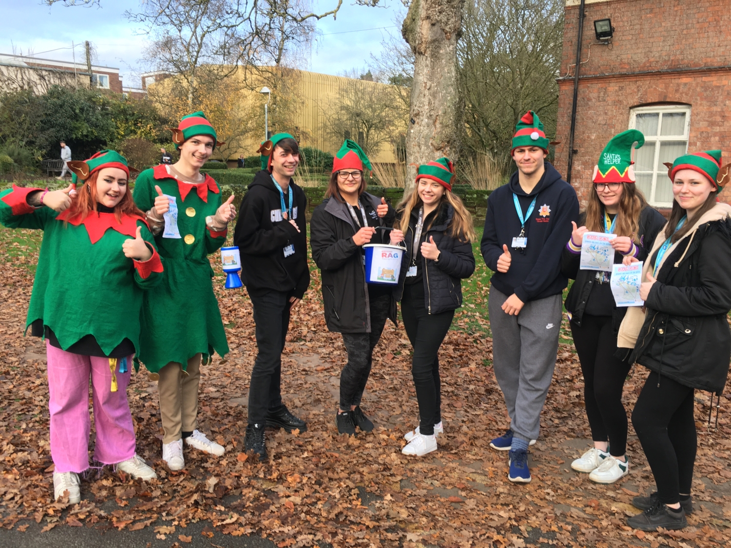 Santa dash Summer, Jake, Andrew, Jess, Megan, Rowan, Emily, Keeley - Reaseheath College