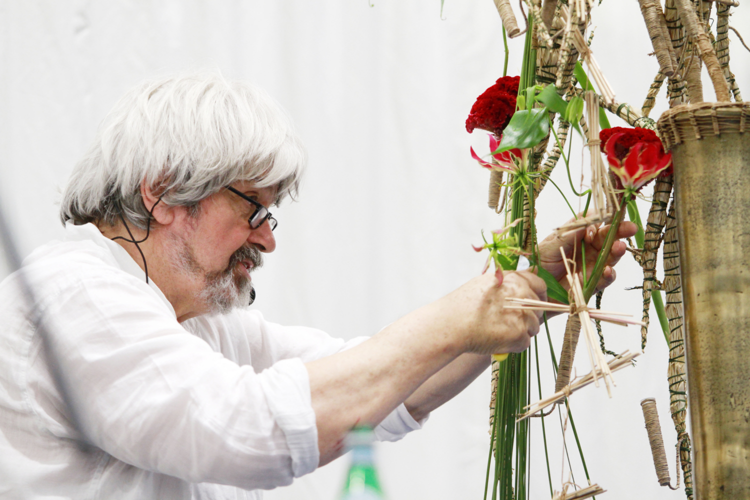Gregor Lersch with another of his floral designs - Reaseheath College