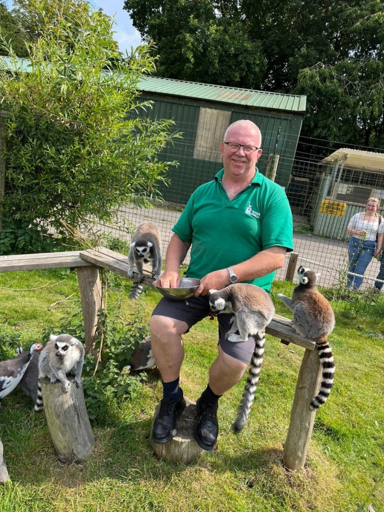 Alan with lemurs in Reaseheath's Mini Zoo - Reaseheath College