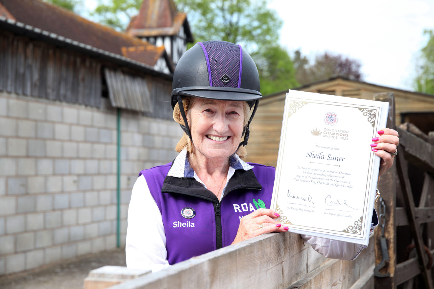 Sheila Saner Coronation Champion headshot with citation - Reaseheath College