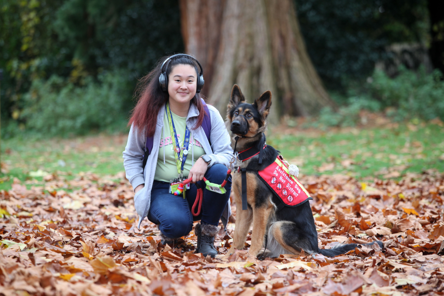 Melody chen and assistance dog Mia landscape 1 - Reaseheath College