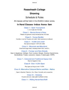 REASEHEATH SHOWING SCHEDULE 14.01.24 - Reaseheath College