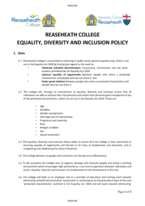 Equality Diversity and Inclusion Policy - Reaseheath College