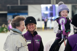 The Princess Royal meets volunteer Jayne Vaughan, rider Esme - Reaseheath College