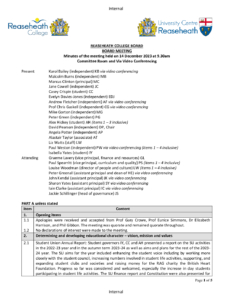 Minutes December 2023 Reaseheath College